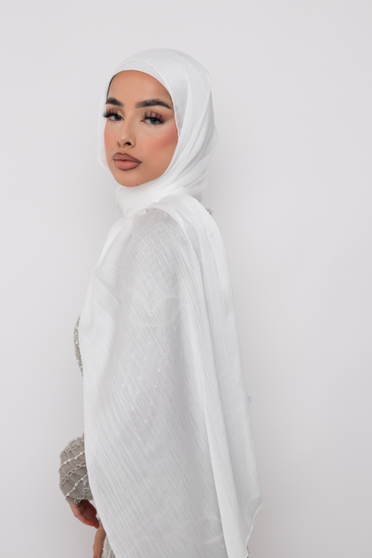 White Satin Hijab - Shimmi Dresses