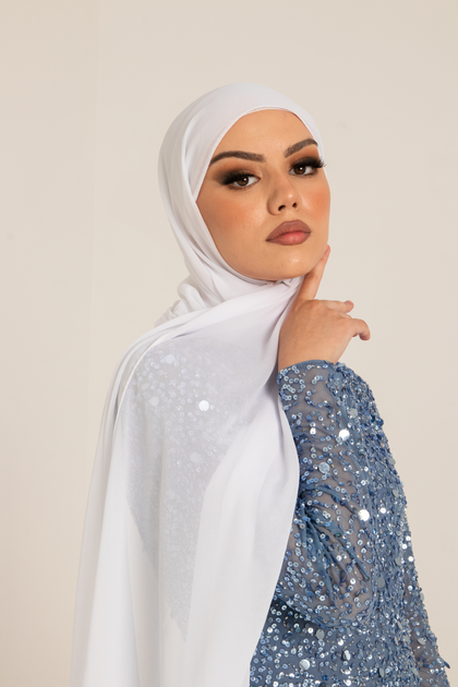 White Chiffon Hijab - Shimmi Dresses